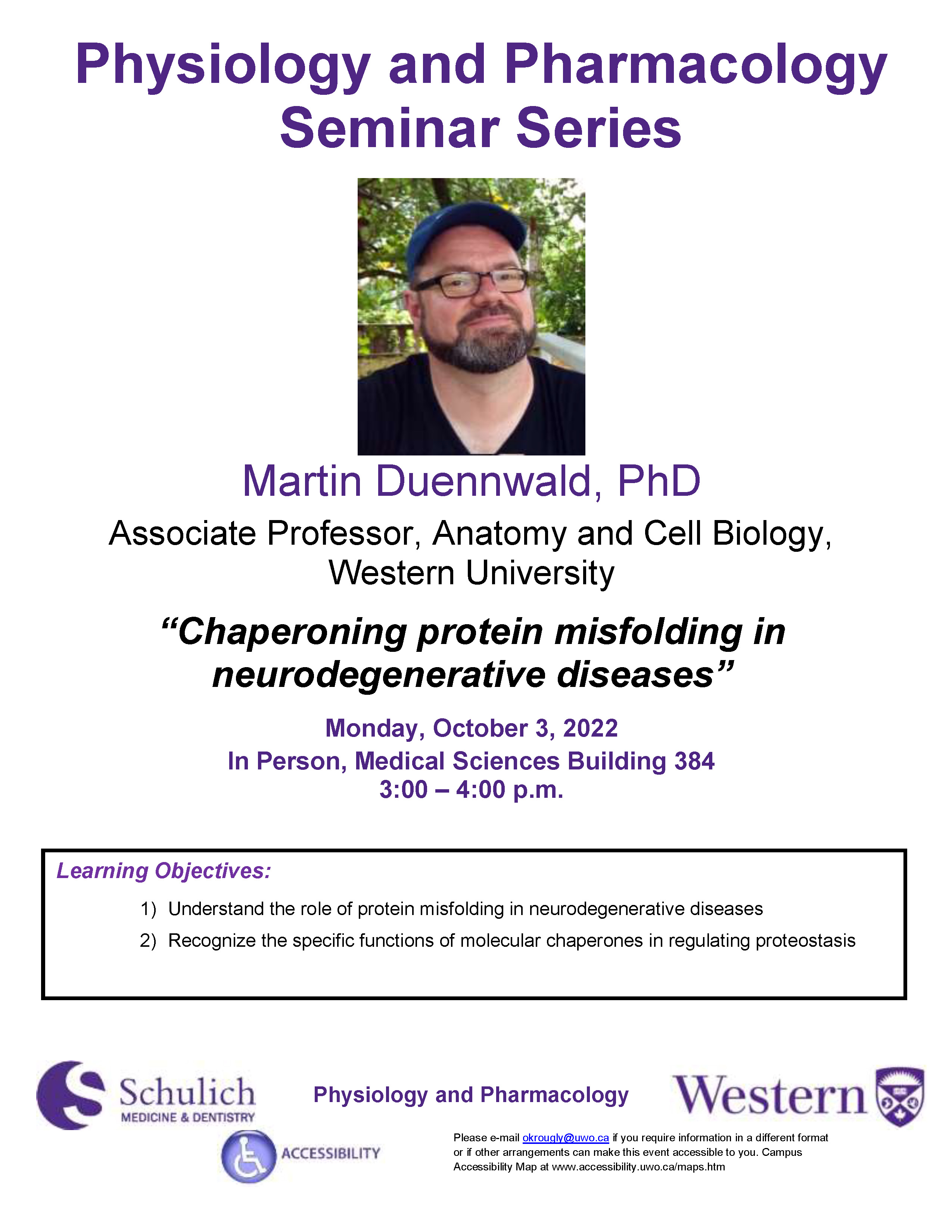 Seminar Series: Dr. Martin Duennwald, "Chaperoning protein misfolding in neurodegenerative ...